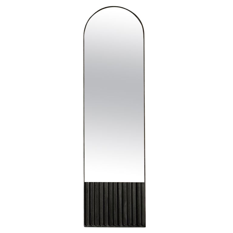 Tutto Sesto Solid Wood Oval Mirror, Ash in Black Finish, Contemporary ...
