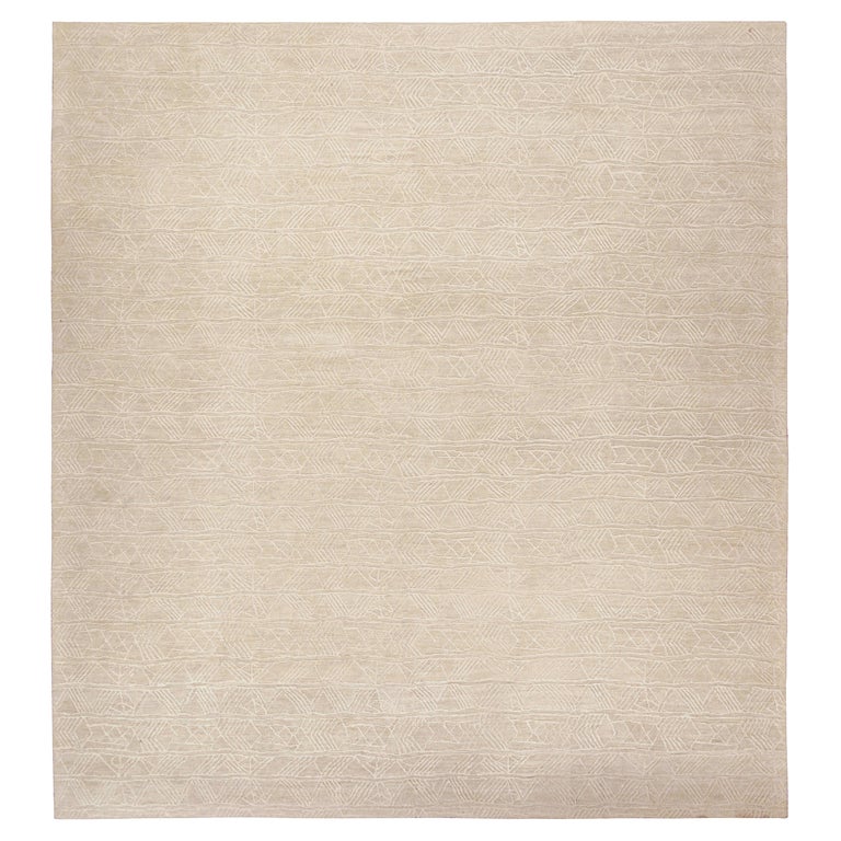 Rug and Kilim’s Contemporary Abstract Rug in Beige High-Low Geometric ...