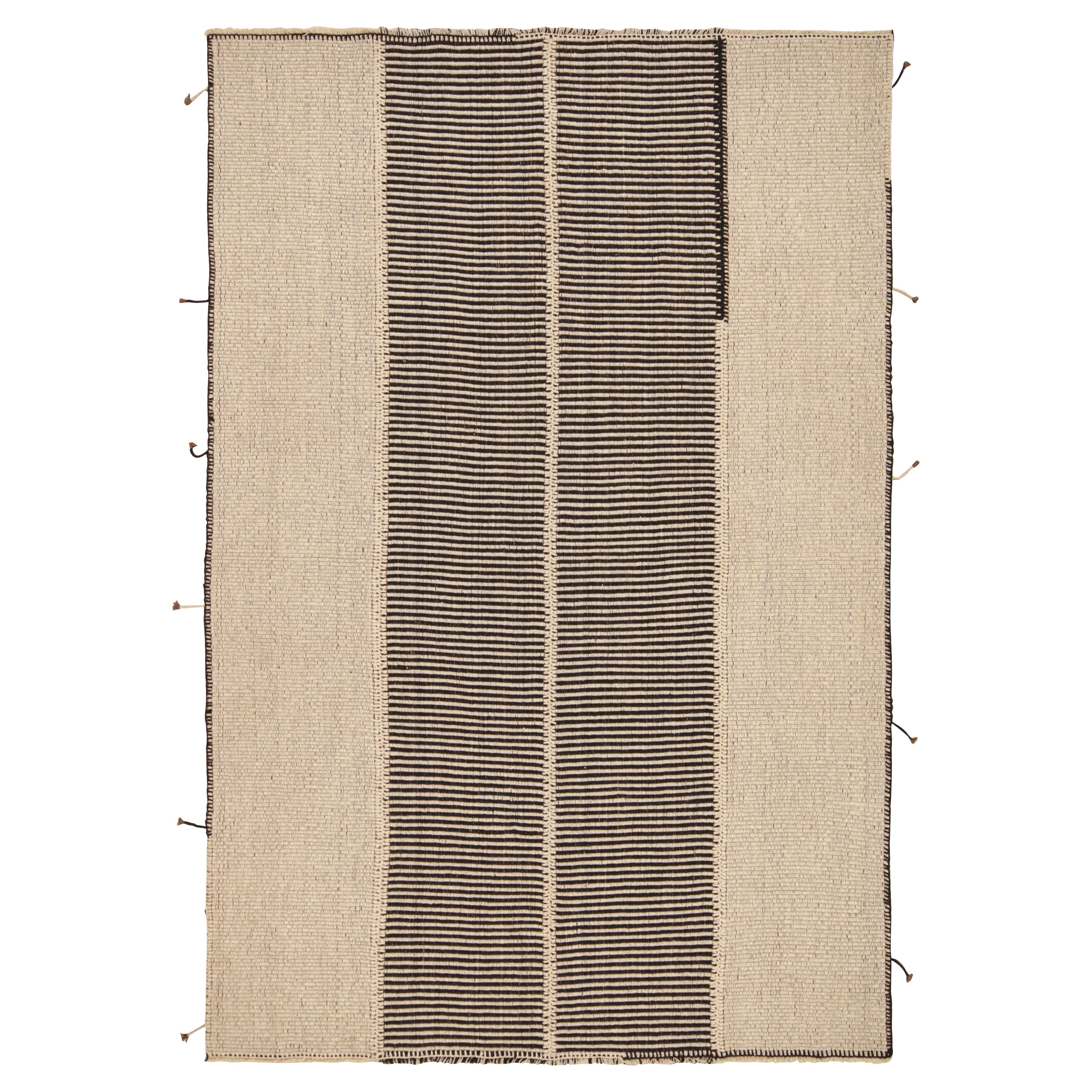 Rug and Kilim’s Contemporary Kilim in Orange and Cream Stripes For Sale ...