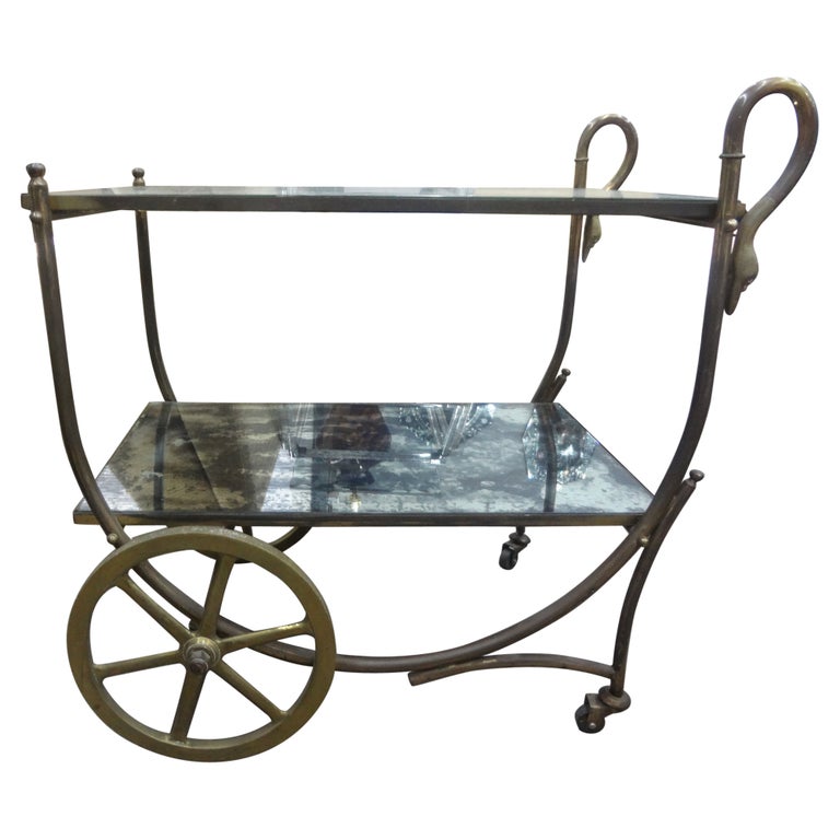 French Maison Jansen Attributed Neoclassical Style Bronze Bar Cart For ...
