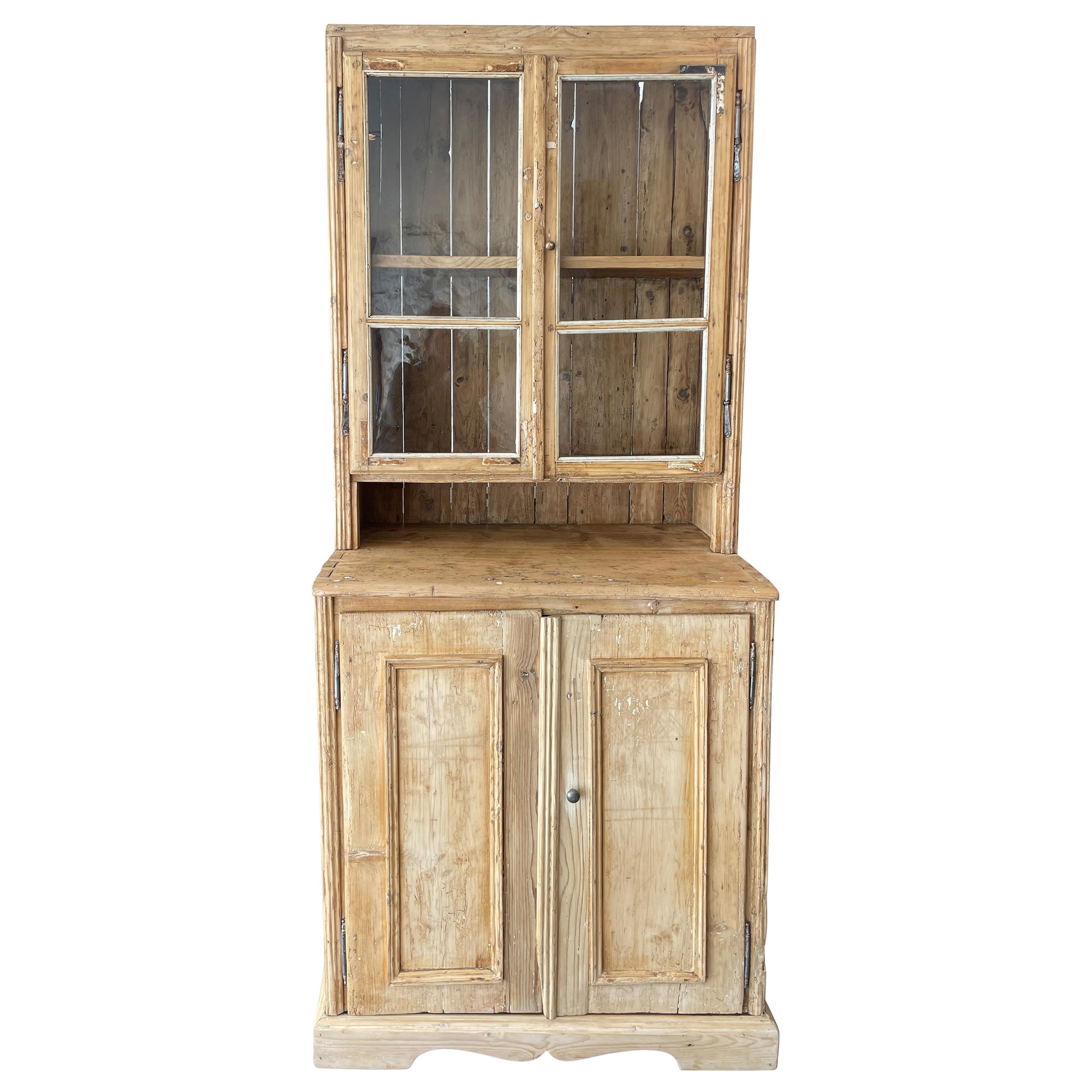 Late 1700s Tiger Maple Book Case Cabinet For Sale at 1stDibs