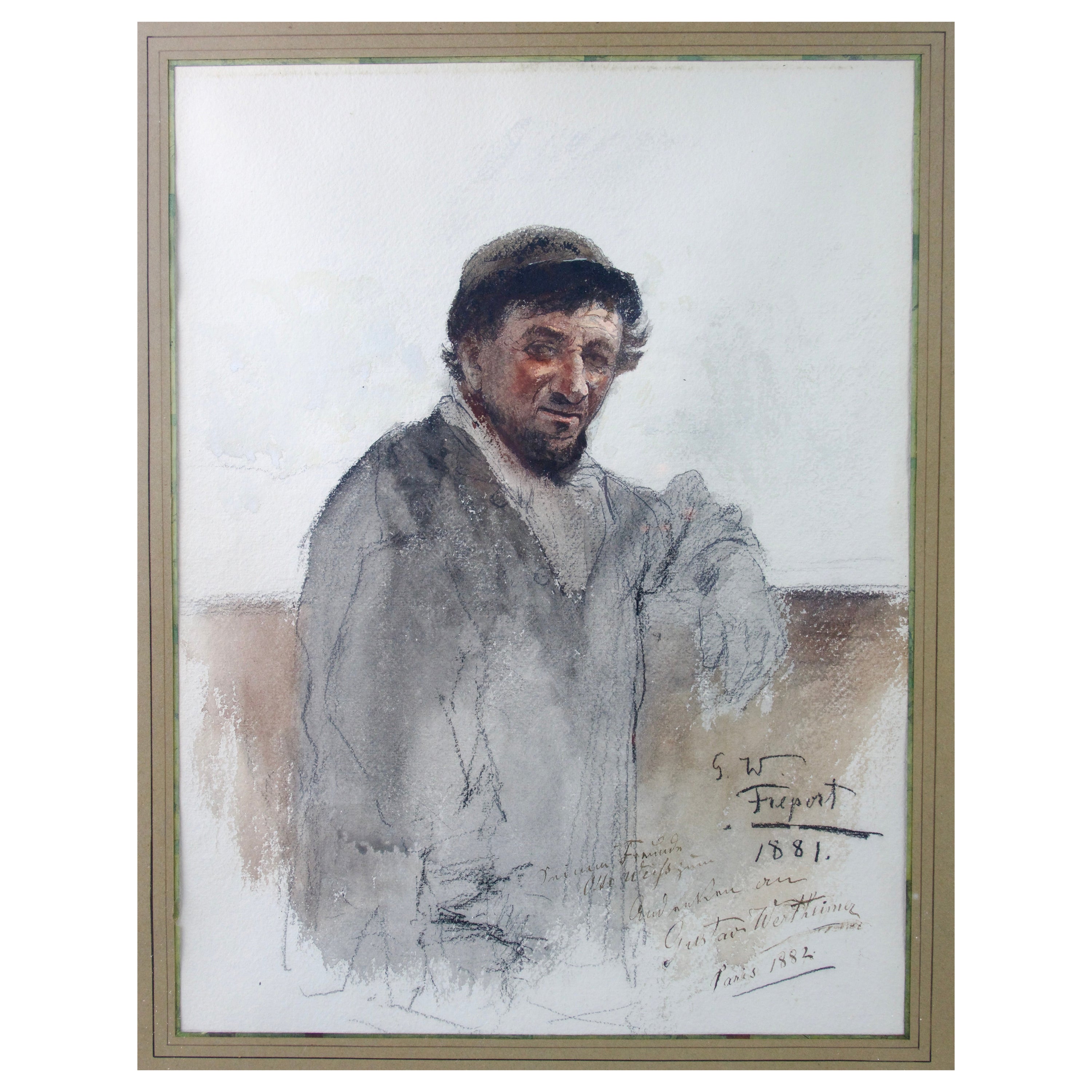 Gustav Wertheimer (1847-1904), Man Resting Against Wall, 1881 For Sale ...