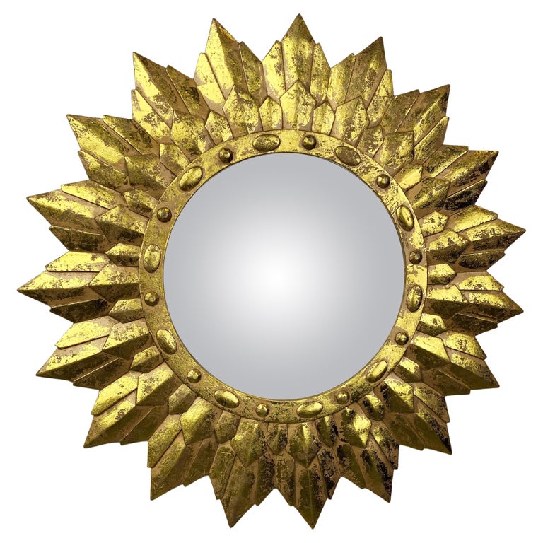 Vintage Golden Sunburst Mirror, 1960s For Sale at 1stDibs