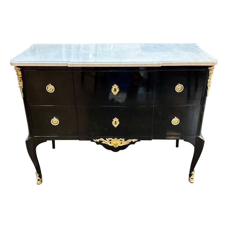 French Transitional Marble Top Commode For Sale at 1stDibs