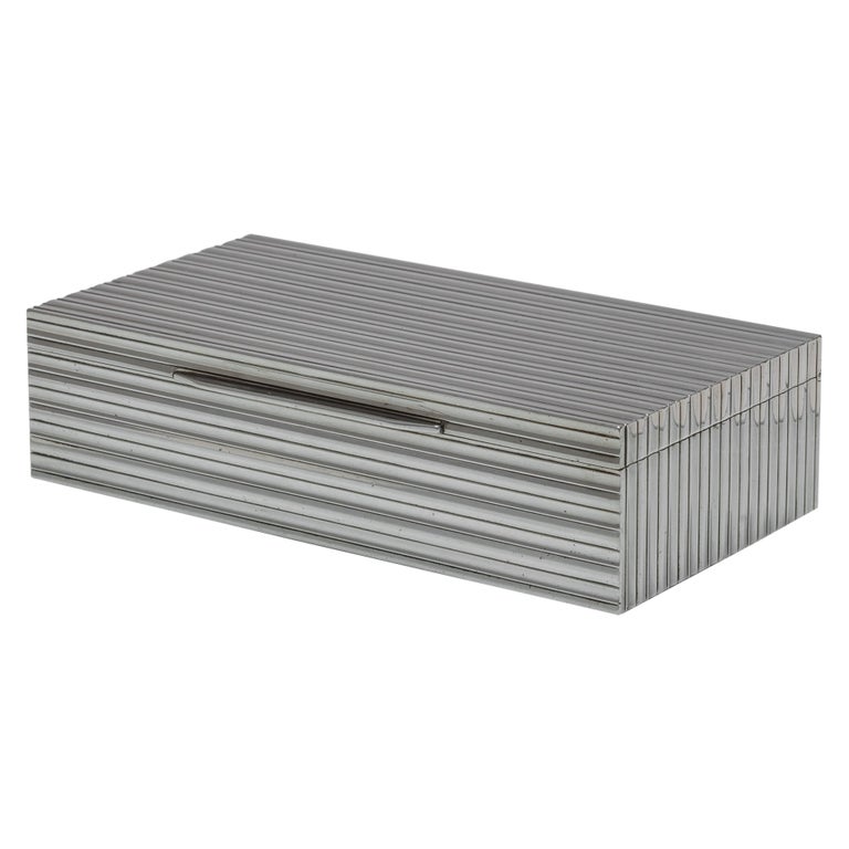 Puiforcat Ridged Silver Cigarette Box, circa 1940 For Sale at 1stDibs