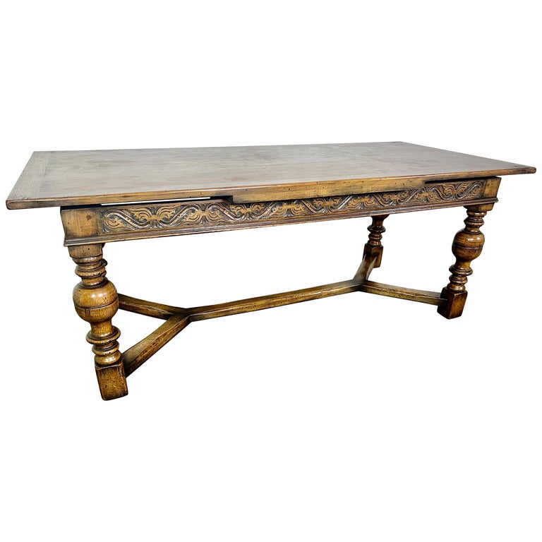 19th Century Oak Spanish Dining Table with Leaves For Sale at 1stDibs