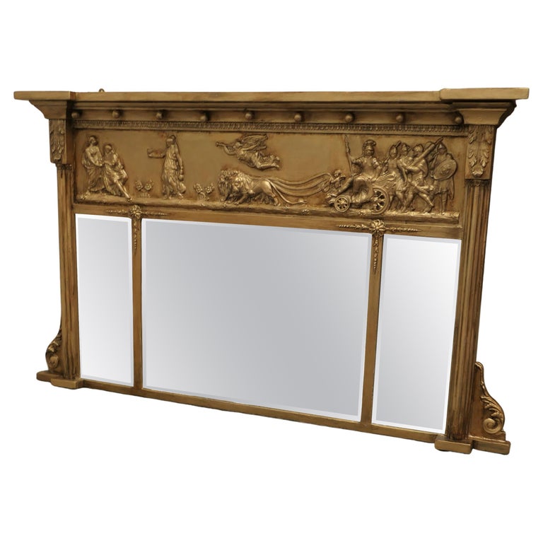 Regency Triple Plate Gilt Mirror or Over Mantle For Sale at 1stDibs