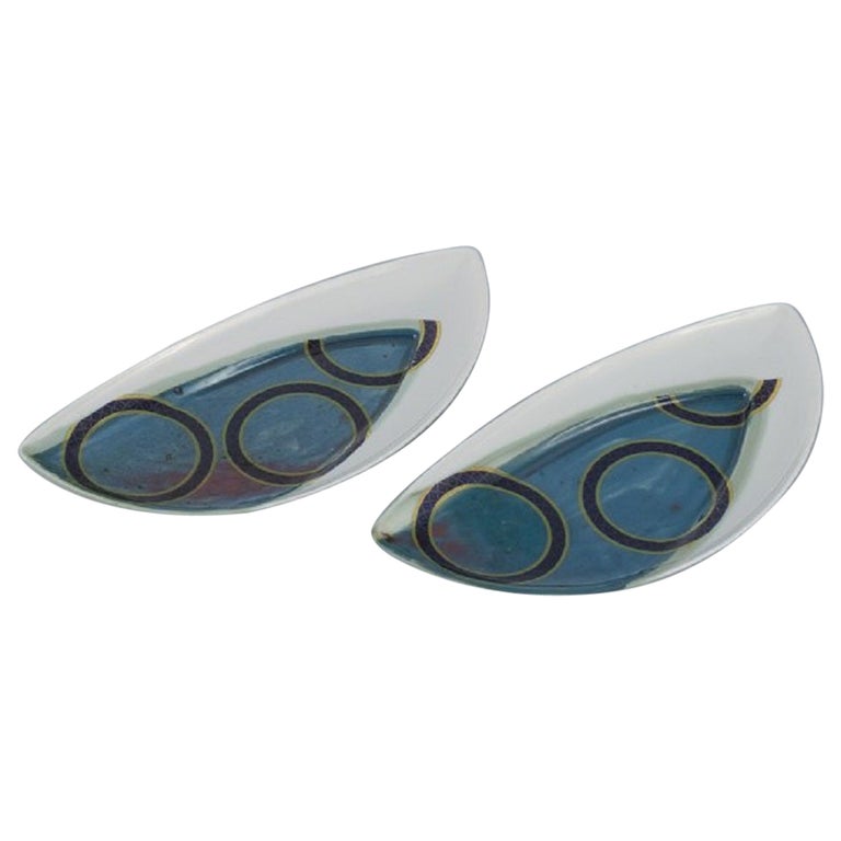 French designer, avant-garde style, two unique plates in hand-painted ...