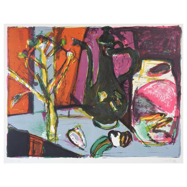 Mid-20th Century Hans Falk Abstract Still Life Lithograph For Sale at ...
