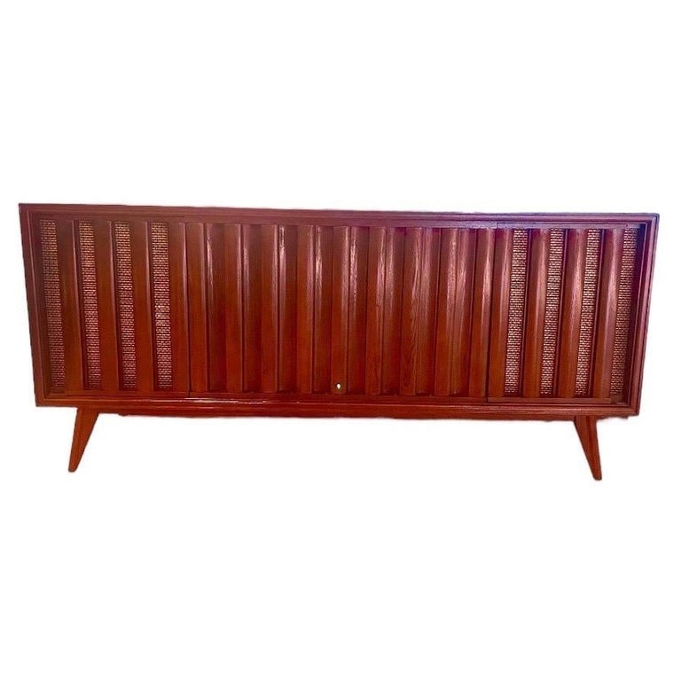 gws223 mid century modern stereo console cabinet record player ...
