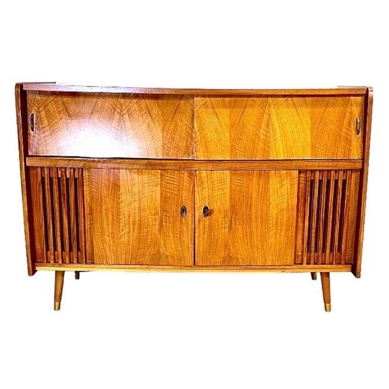 gws220 mid century modern stereo console blaupunkt cabinet record ...