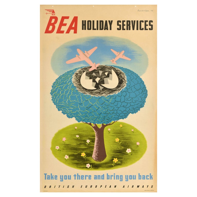 Original Vintage Travel Poster BEA Holiday Services British European ...