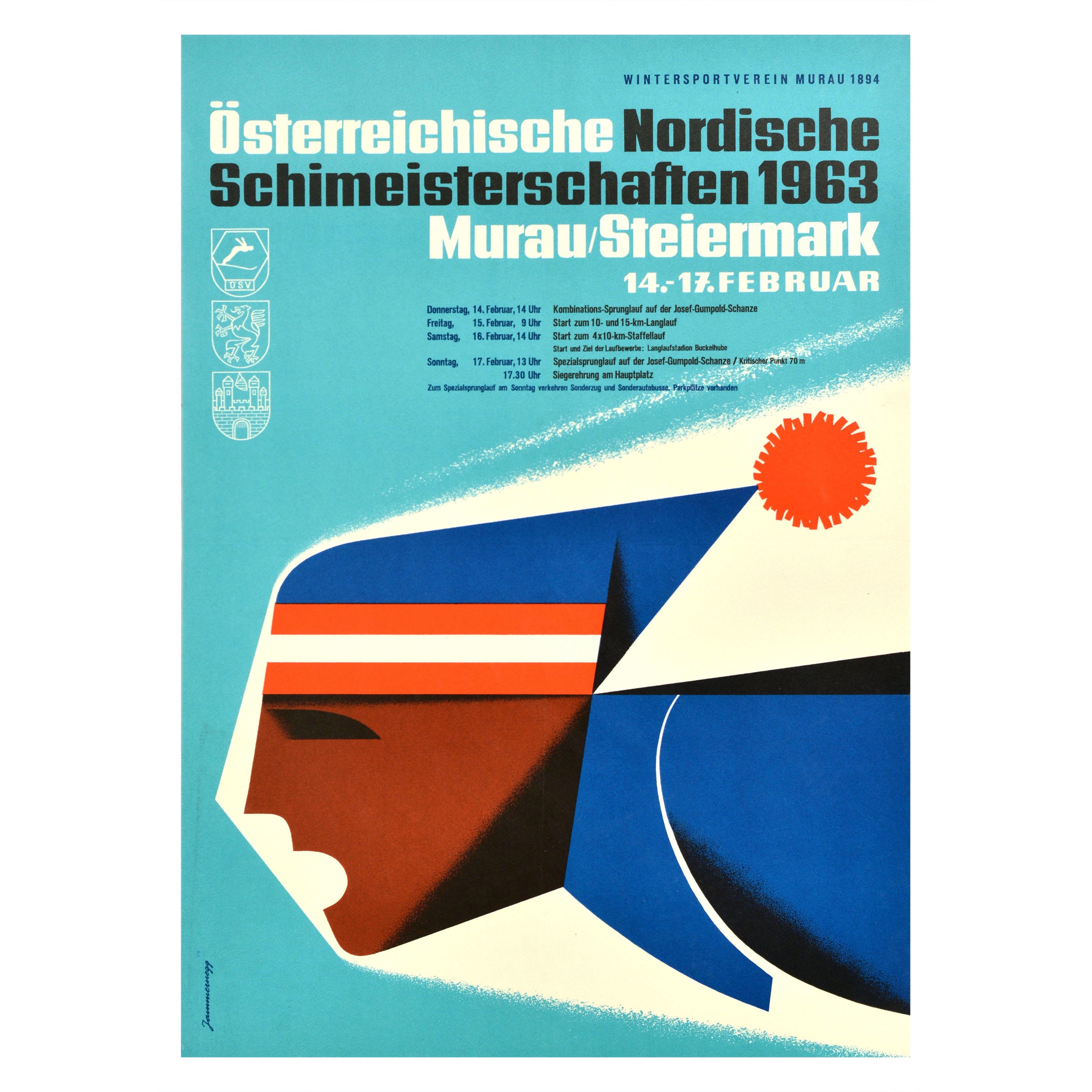 Original Antique Skiing Poster Bilgeri Werk Bregenz Austria ...