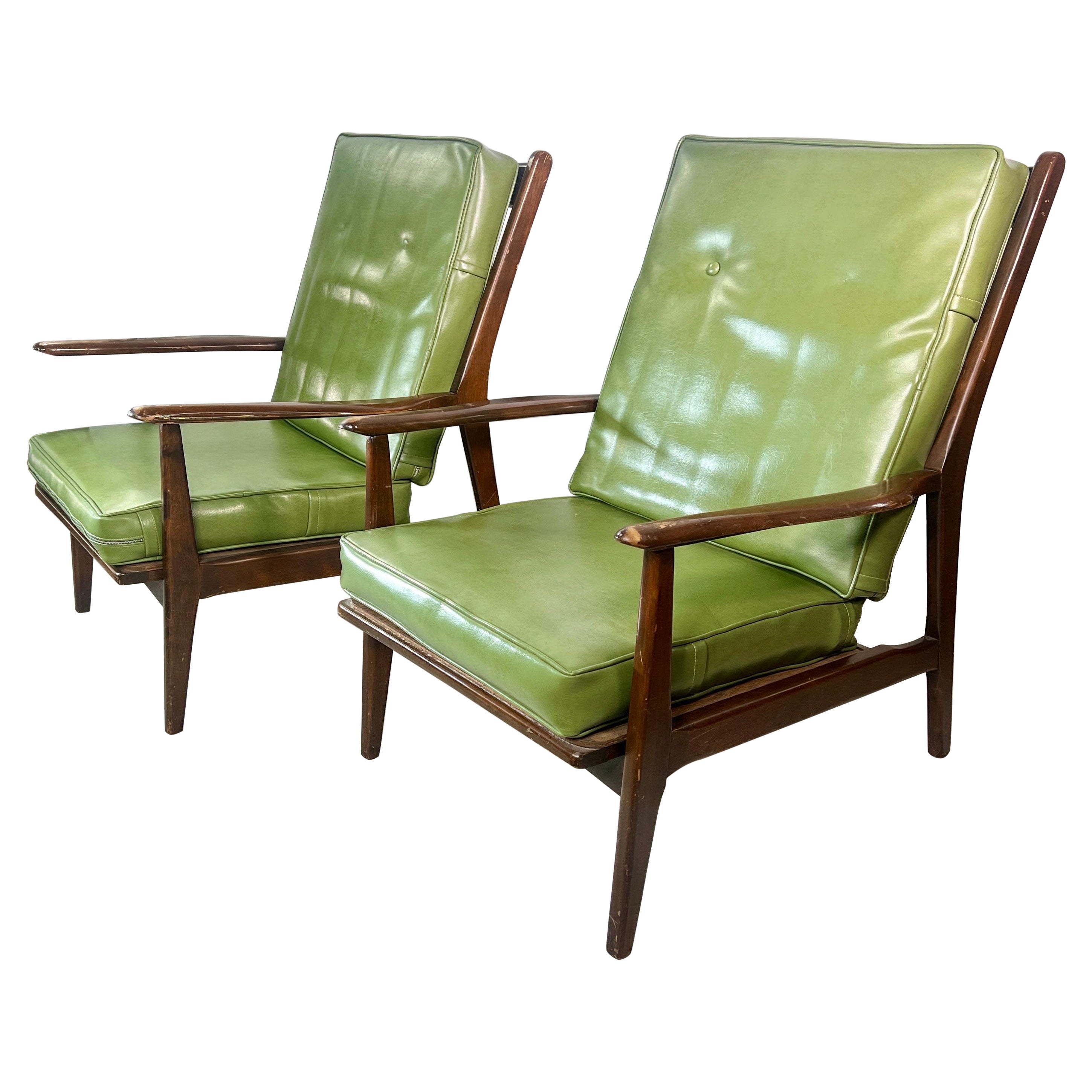 Midcentury Walnut Danish Style Lounge Chairs, a Pair For Sale at 1stDibs