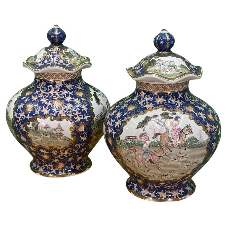 Asian Ceramic Baluster Jar or Urn Pair For Sale at 1stDibs