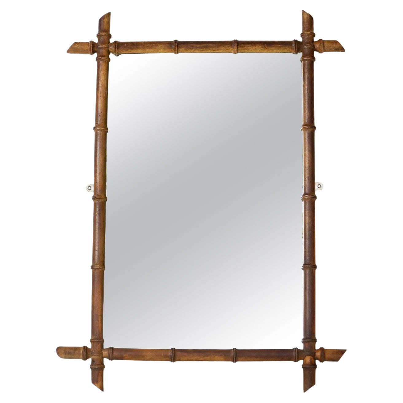 Large Antique French Faux Bamboo Wall Mirror, circa 1920s, No. 3 at 1stDibs