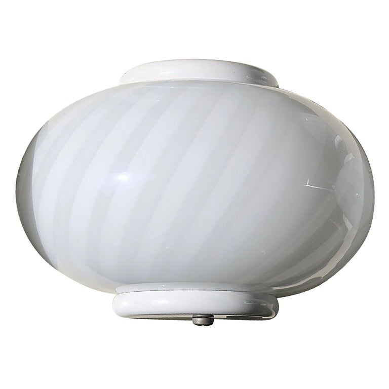 Vintage Murano 1970s Wall Scone Lamp Swirl White Glass at 1stDibs