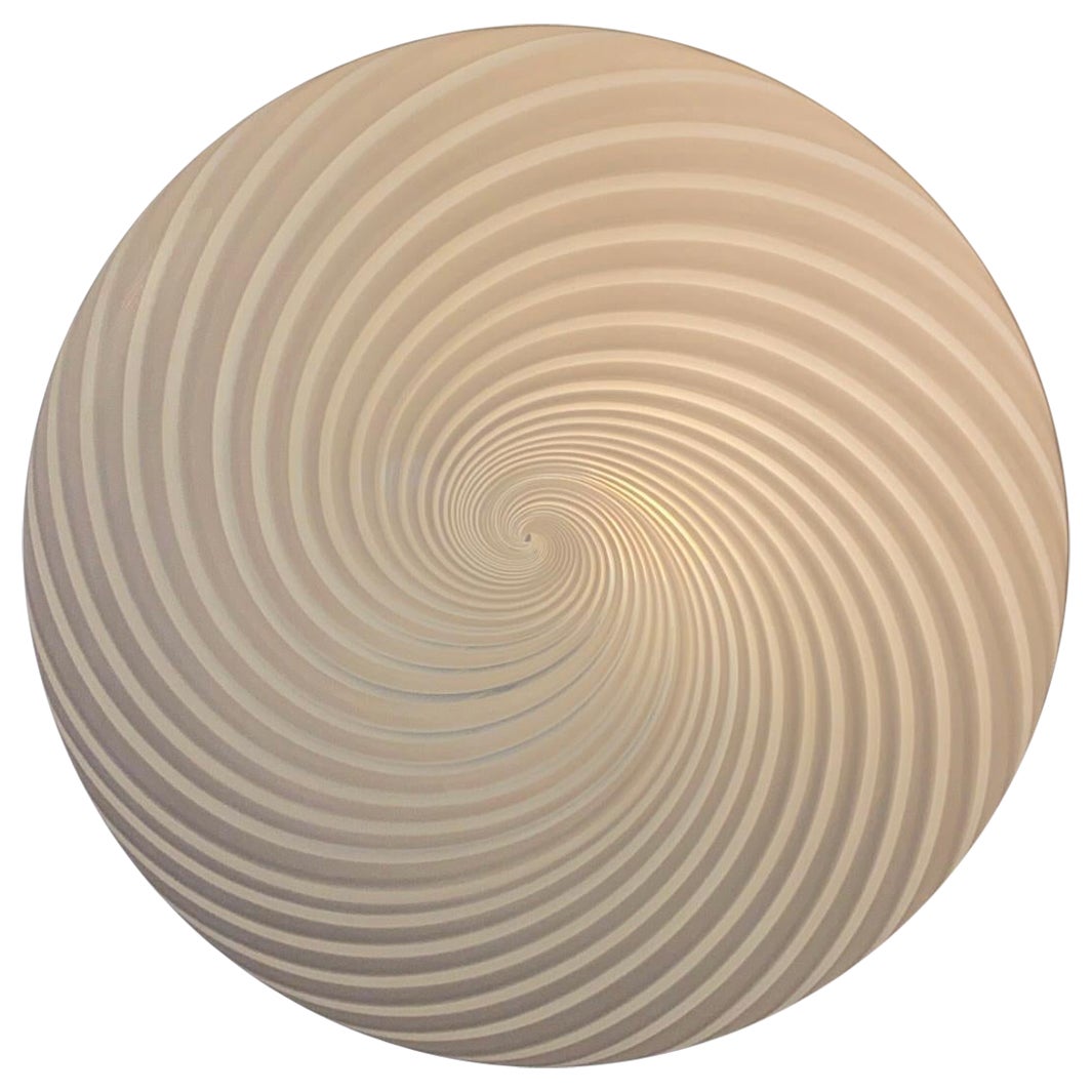 Vintage Murano 1970s White Glass Flat Plafond Flush Mount Ceiling Wall ...