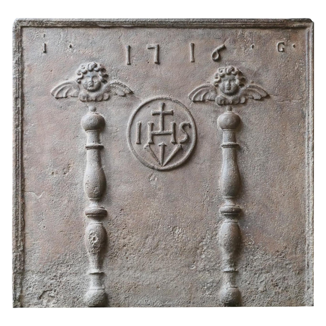18th Century French 'Pillars with Medieval IHS Monogram' Fireback at ...