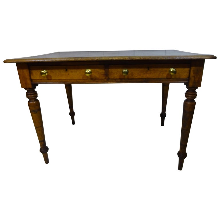 Victorian Oak Writing Table with Leather Top For Sale at 1stDibs