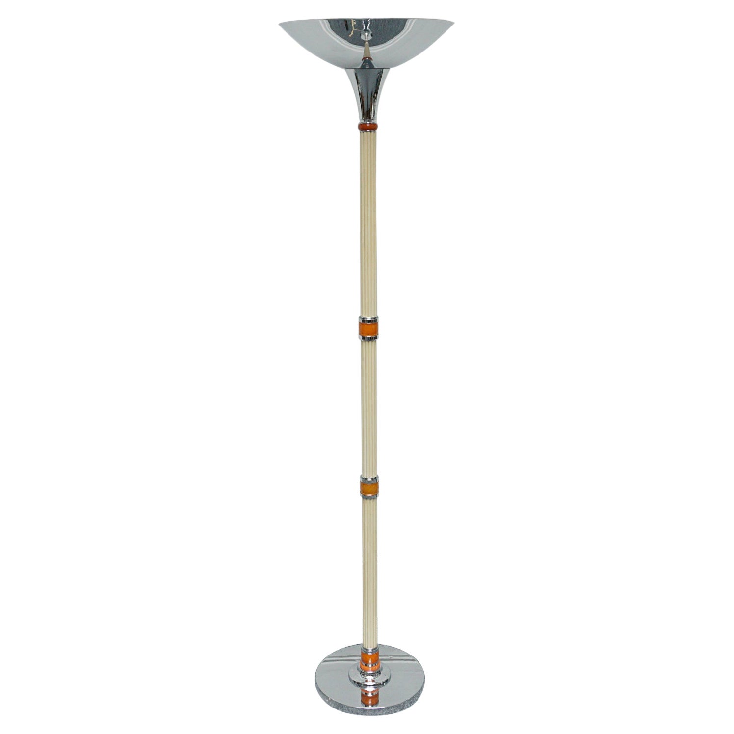 Pair of Art Deco Black Bakelite and Chromed Metal Uplighter Floor Lamps ...