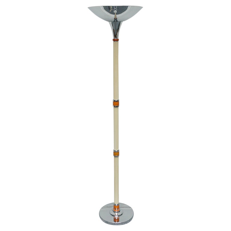 Art Deco Style Bakelite and Chromed Metal Uplighter Floor Lamp For Sale ...