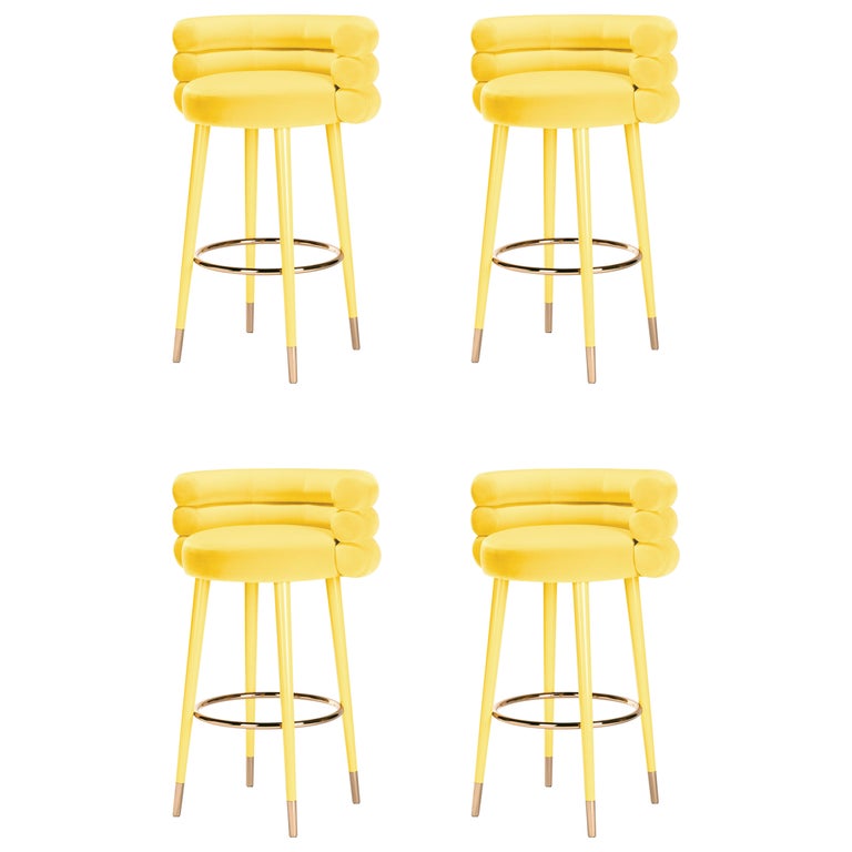 Set of 4 Marshmallow Bar Stools, Royal Stranger For Sale at 1stDibs