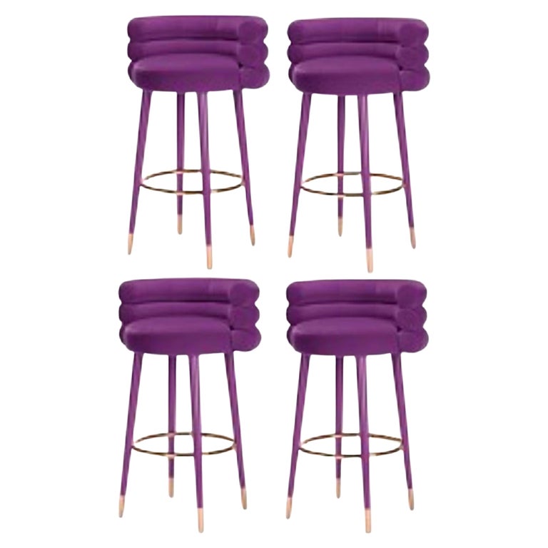 Set of 4 Marshmallow Bar Stools, Royal Stranger For Sale at 1stDibs