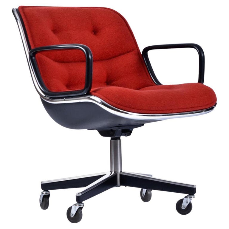 Charles Pollock for Knoll Red Tweed Executive Chair with Height Tension ...