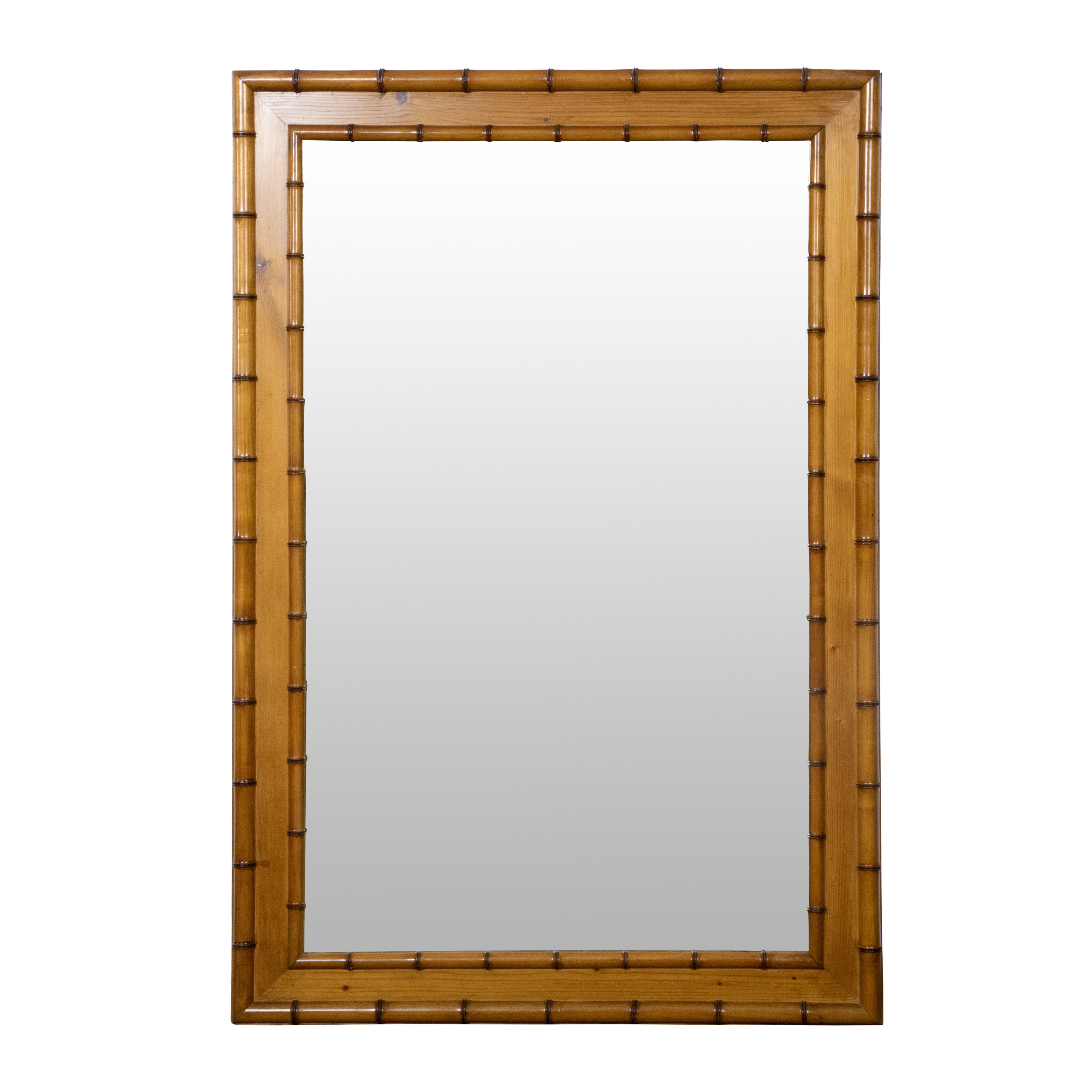 French Turn of the Century Faux Bamboo Brown Frame Mirror, circa 1900 ...