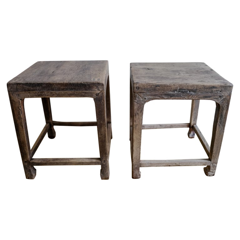 Handcrafted Elm Side Tables, Made in China, circa Early 20th Century ...