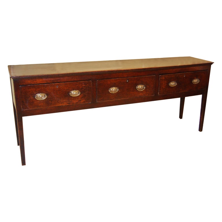 English Georgian Oak Seven Foot Long Low Chest Of Drawers Three Drawers ...