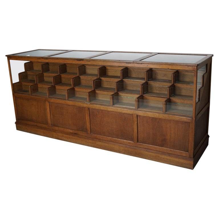 Antique Large Dutch Oak and Glass Shop Counter Cabinet / Vitrine, circa ...