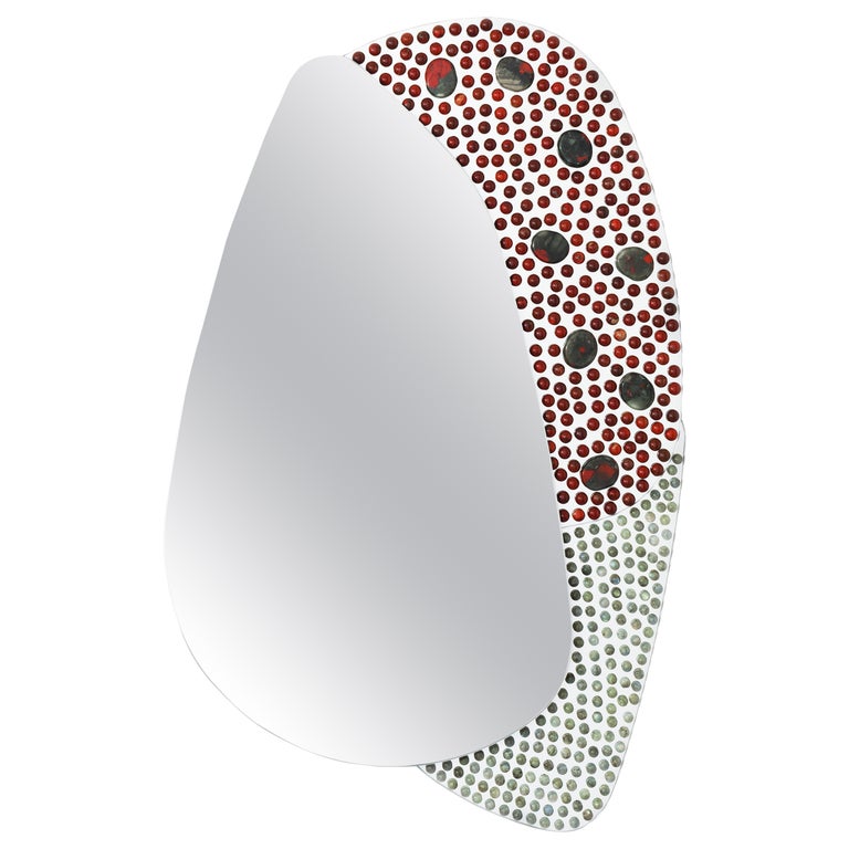 Wall Mirror, Adorned with Semi Precious Stones, Handmade by Aline ...