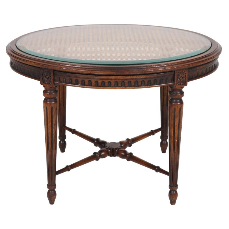 Louis XVI Style Caned Oval Accent Table For Sale at 1stDibs