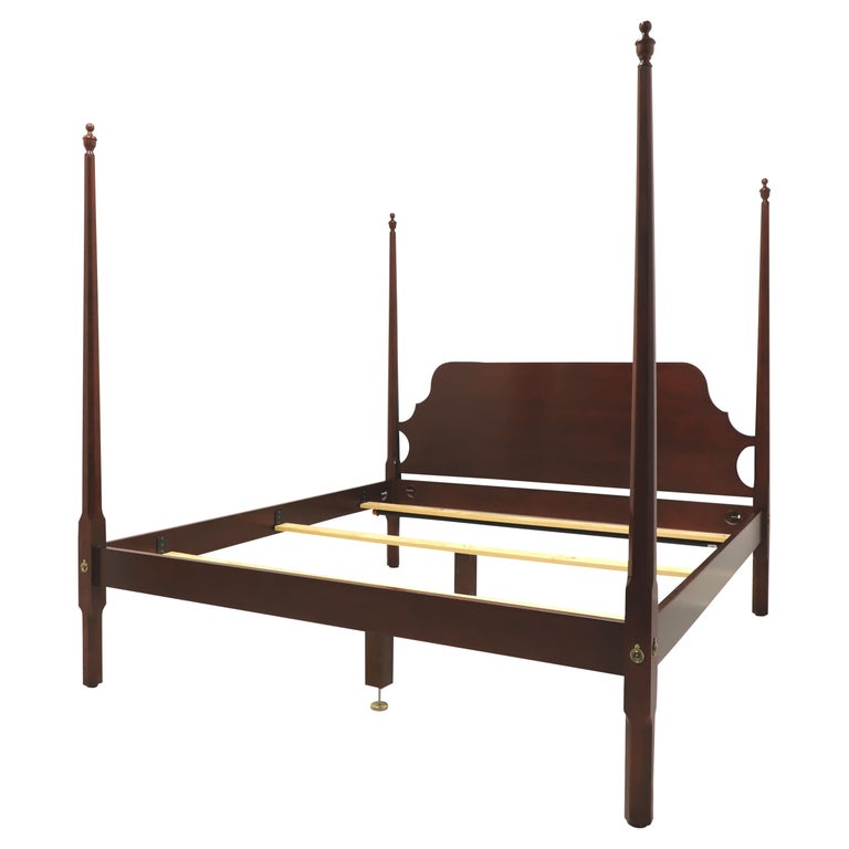 CRAFTIQUE Solid Mahogany King Size Pencil Post Bed at 1stDibs