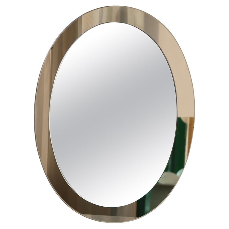 Large vintage Italian 70s bronze glass wall mirror For Sale at 1stDibs