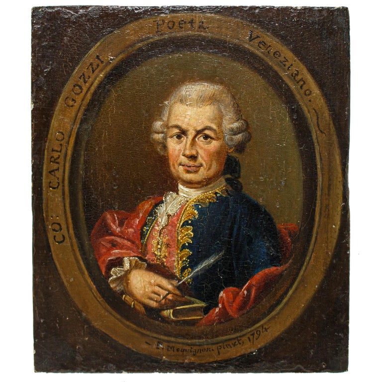 1794 Portrait of Carlo Gozzi Painting Oil Panel by Peter Mequignon For ...