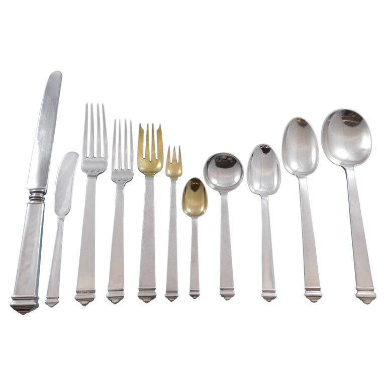 Hampton by Tiffany Sterling Silver Flatware Set for 12 Service 185 Pcs ...