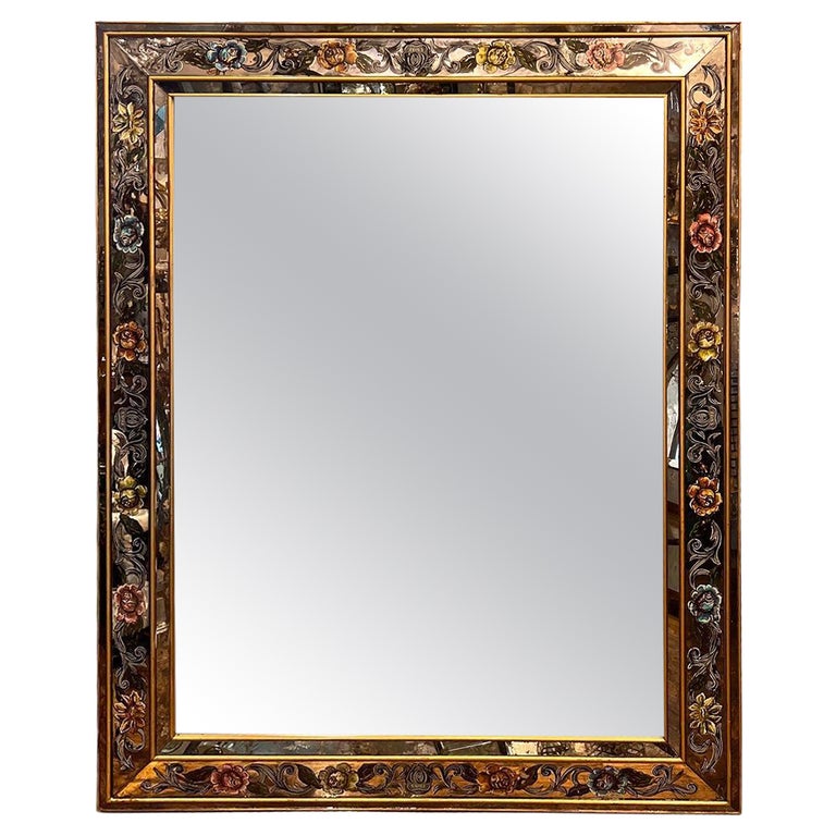 Large French Floral Motif Mirror For Sale at 1stDibs