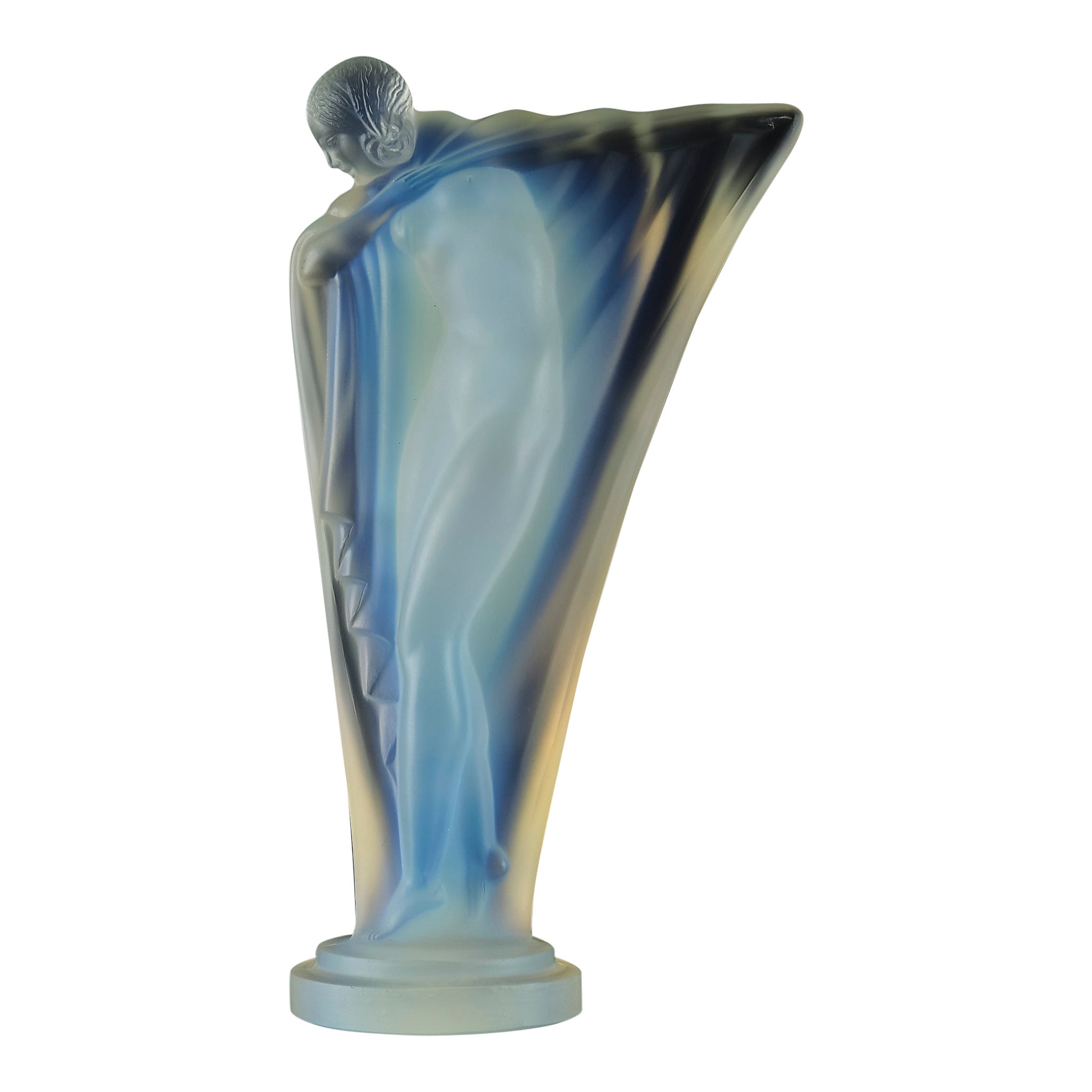 Art Deco Opalescent Glass Figure "Nue Au Bras Tendu" by Etling et Cie ...