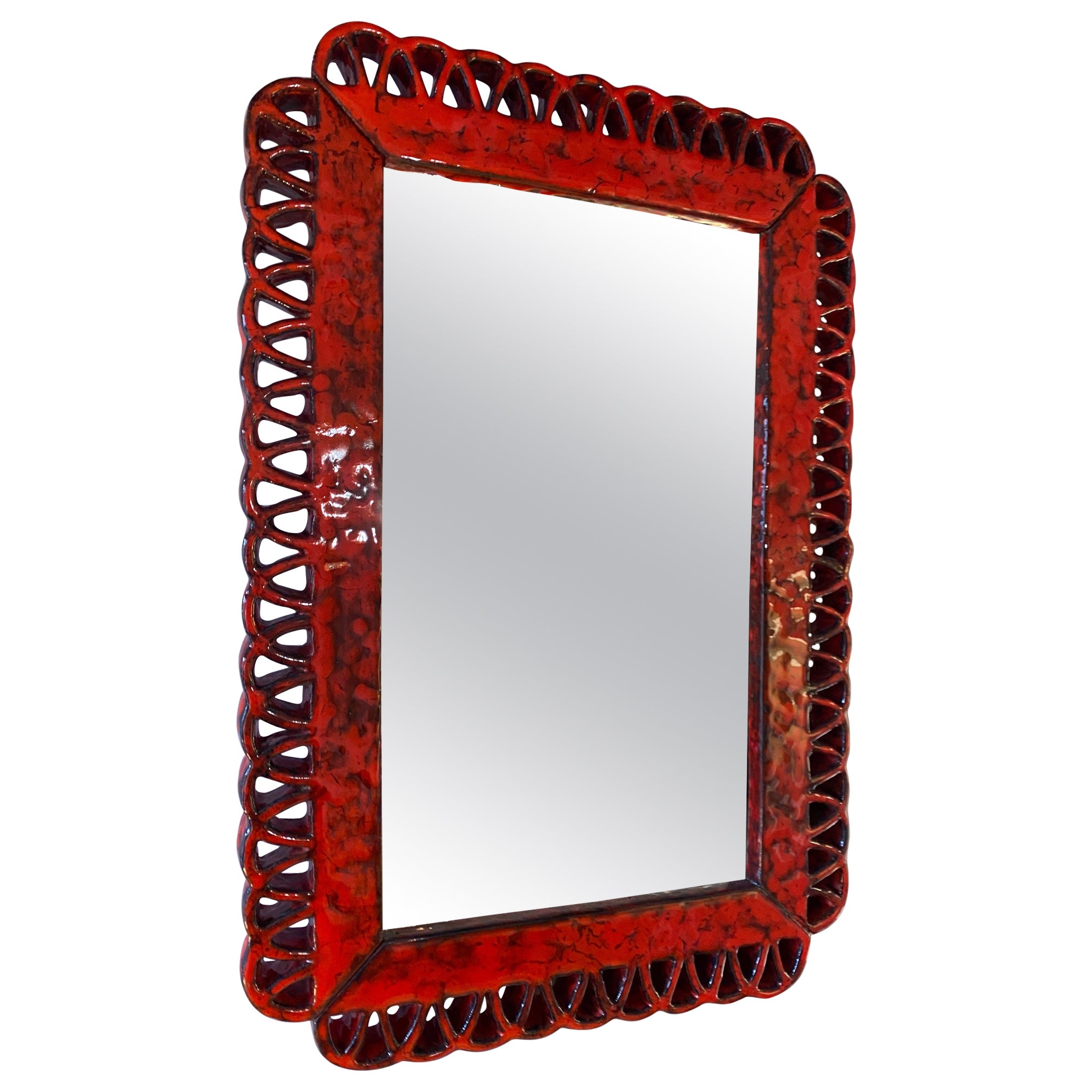 Pair of Very Stylish Small Ceramic Mirrors from France For Sale at 1stDibs