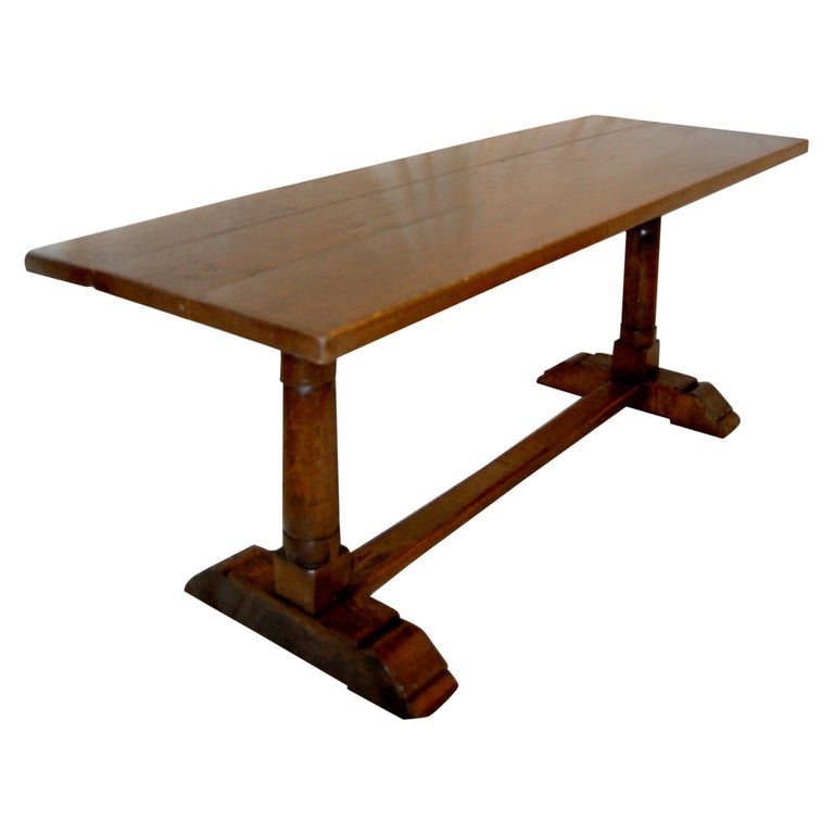 Italian 18th Century Walnut Refectory Table with Trestle Base Full ...