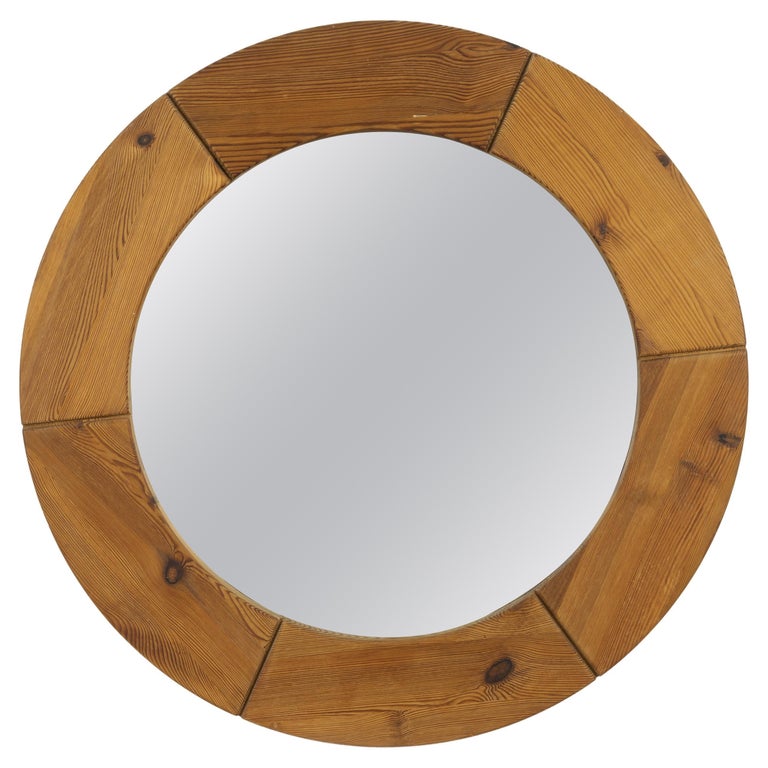Round Pine Mirror XL by Glasmaster Markaryd, Sweden, 1960 For Sale at ...