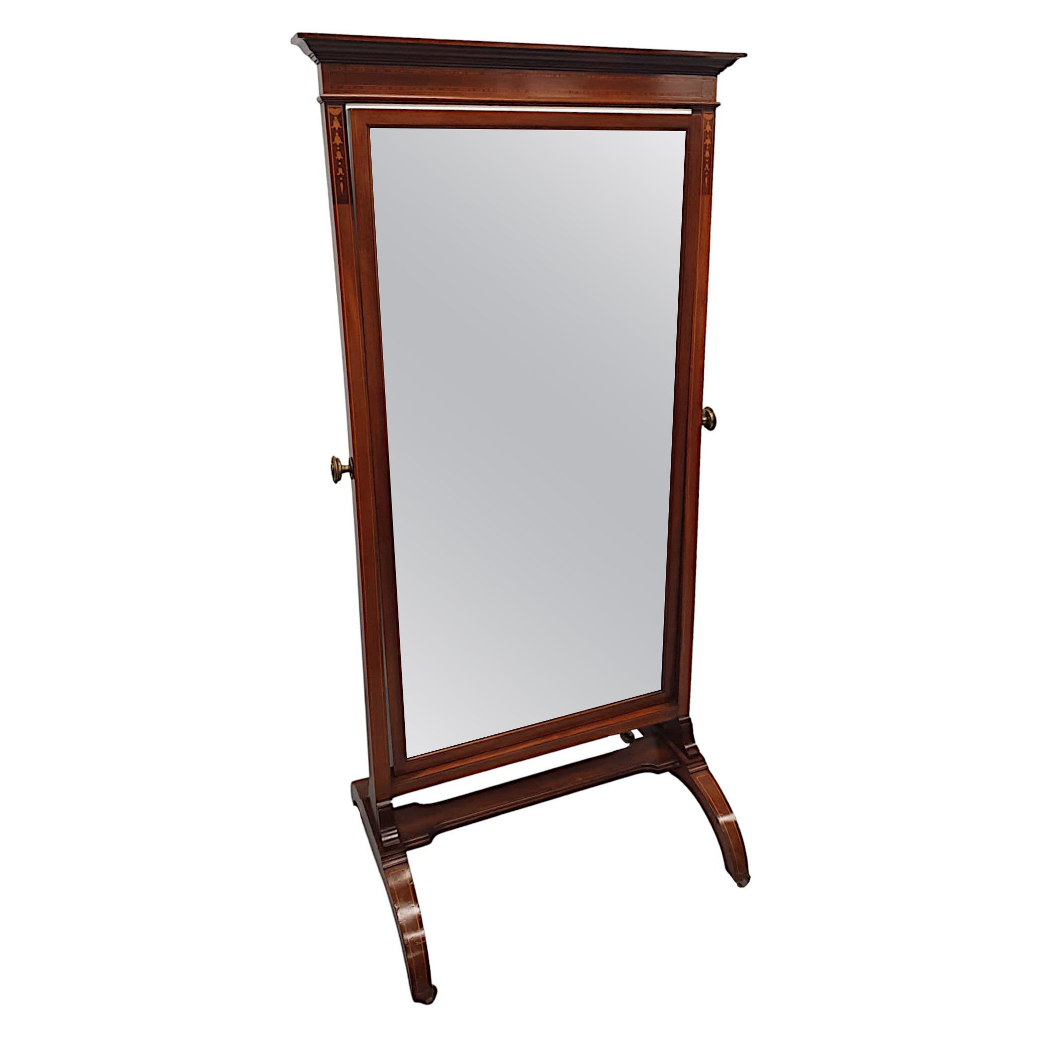 1900 Edwardian Mahogany Cheval Mirror in Untouched Condition For Sale ...