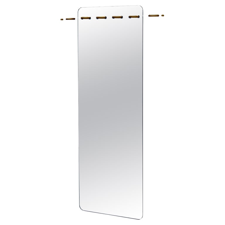 Long Sewn Mirror with Polished Glass Edges and Satin Brass Stitches For ...