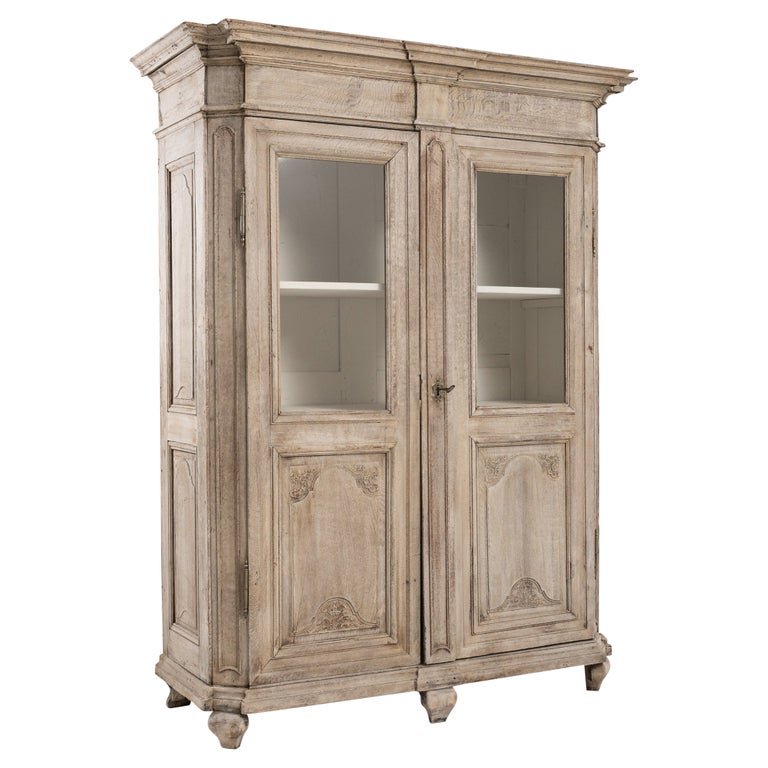1800s Belgian Provincial Oak Vitrine For Sale at 1stDibs