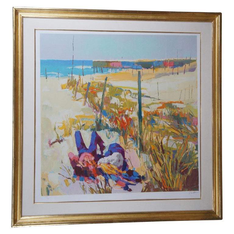 Vintage Nicola Simbari Impressionist Beach Picnic Landscape Serigraph ...