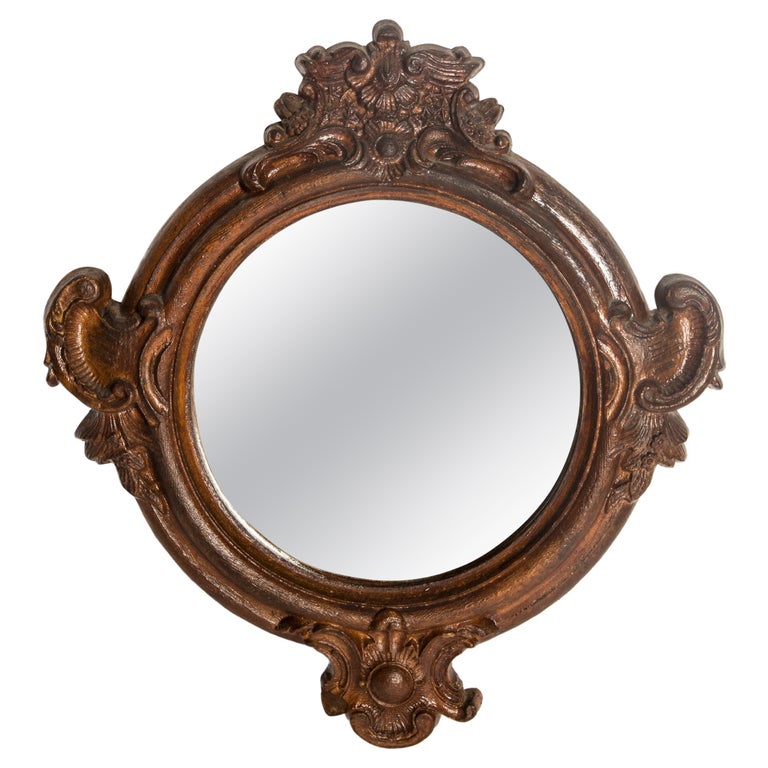 Medium Decorative Brown Original Glass Mirror, Europe, 1960s For Sale ...
