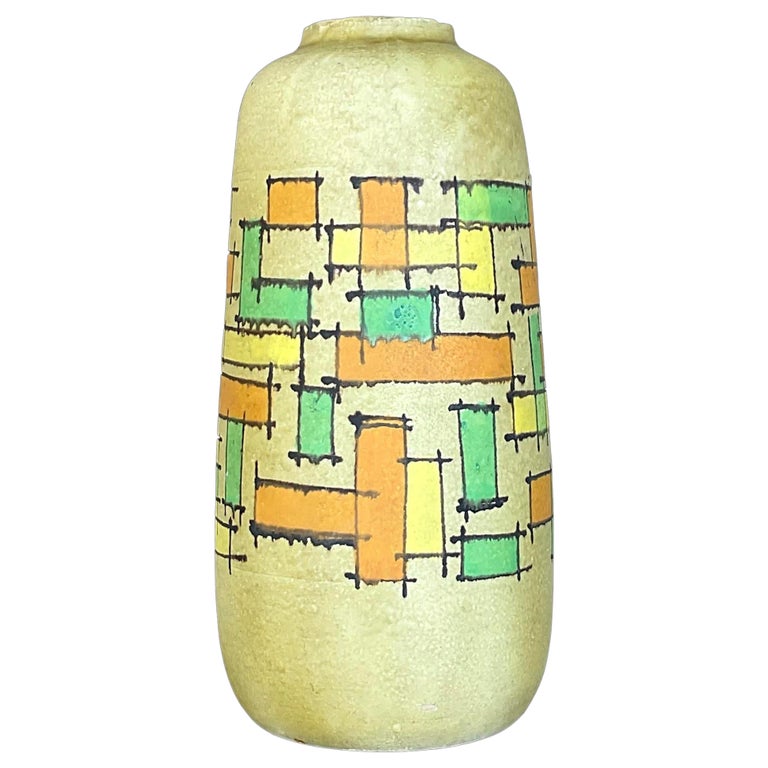 Vintage MCM Italian Hand Painted Ceramic Vase For Sale at 1stDibs